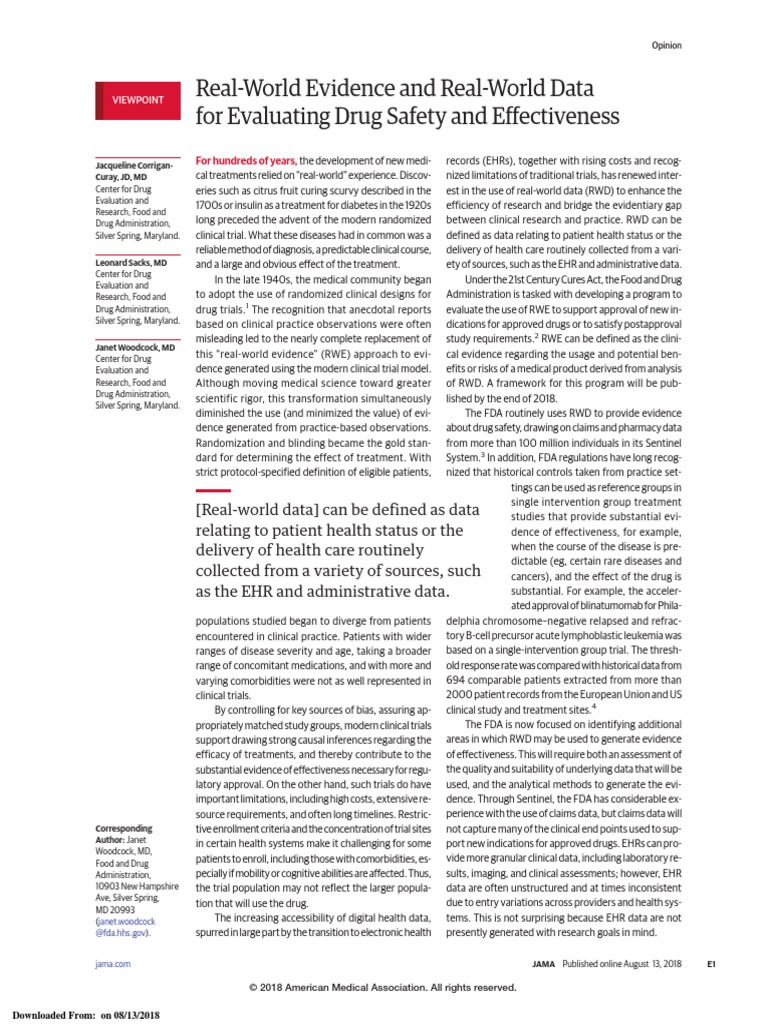 Real-World Evidence and Real-World Data | PDF