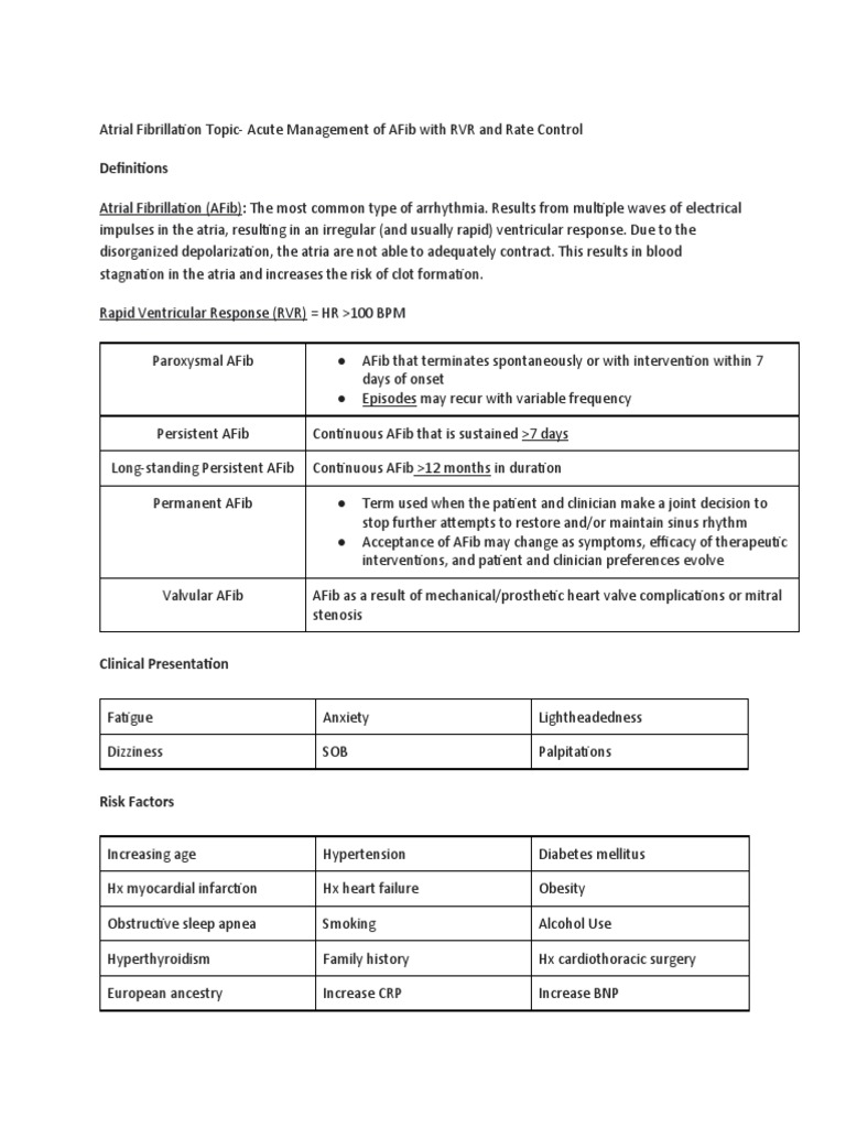 Atrial Fibrillation TD | PDF | Internal Medicine | Diseases And Disorders