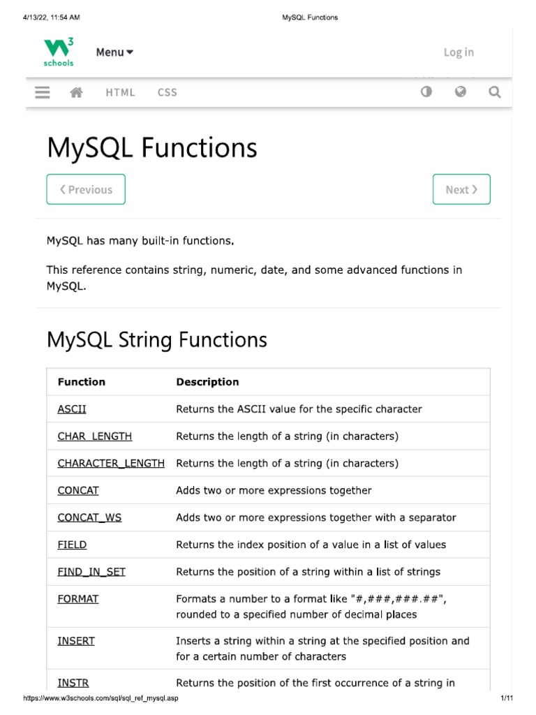 Mysql Functions | PDF