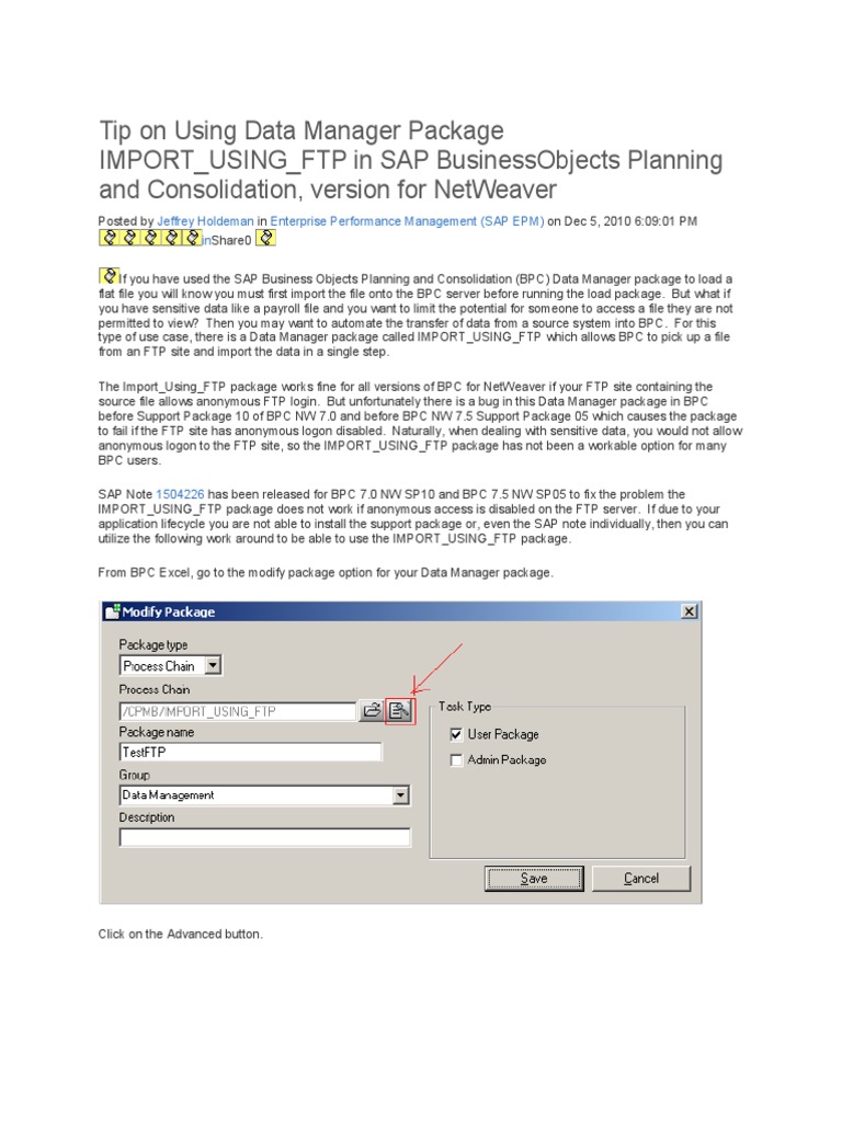 Tip On Using Data Manager Package IMPORT | PDF | File Transfer Protocol ...