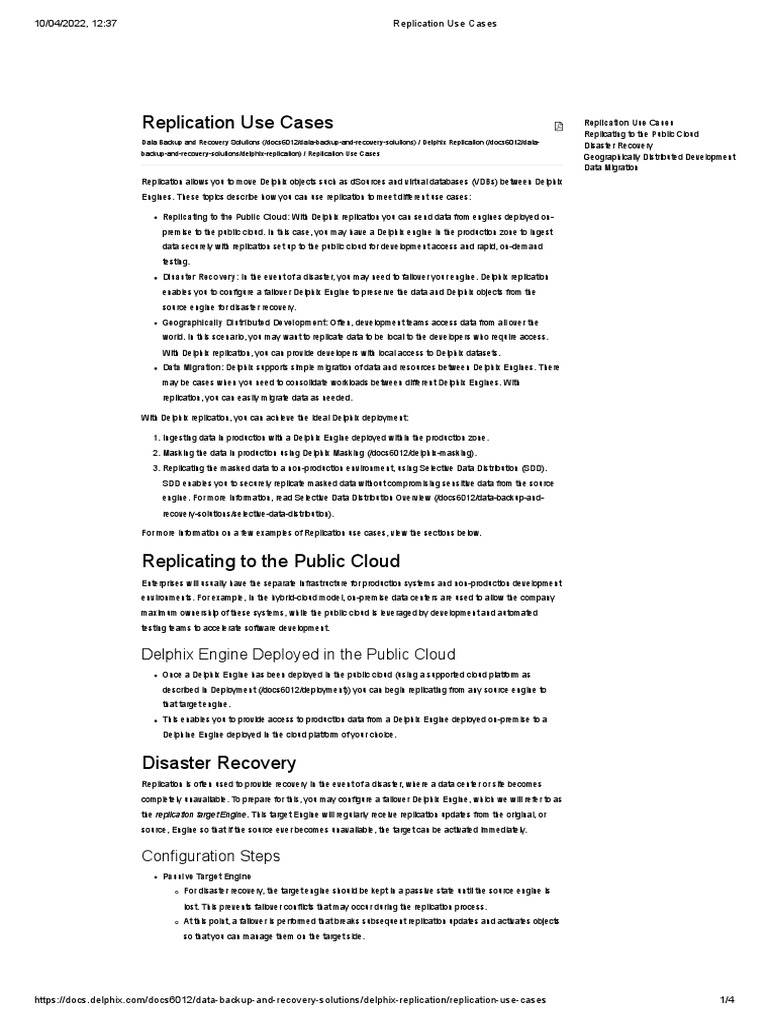 Replication Use Cases Delphix Engine Deployed In The Public Cloud Pdf Replication 6260