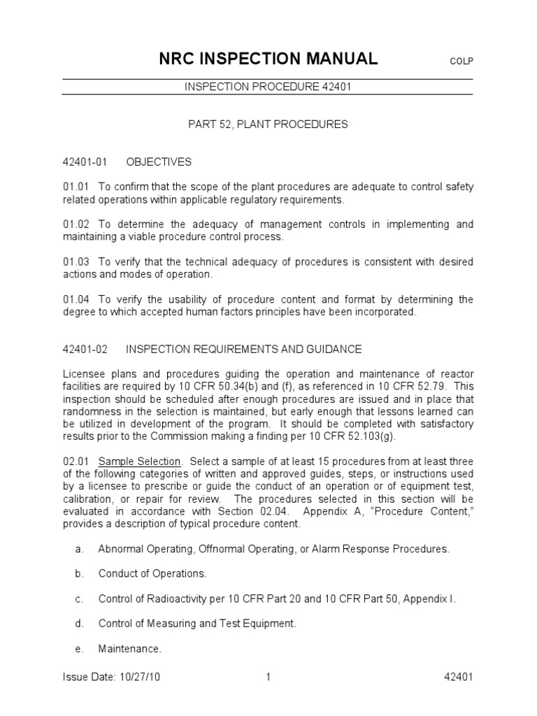 NRC Inspection Manual | PDF | Usability | Calibration