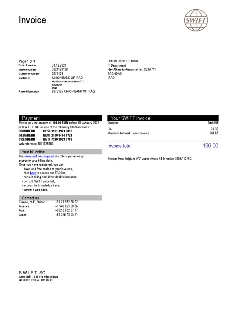 Invoice: Payment Your SWIFT Invoice | PDF | Invoice | Payments