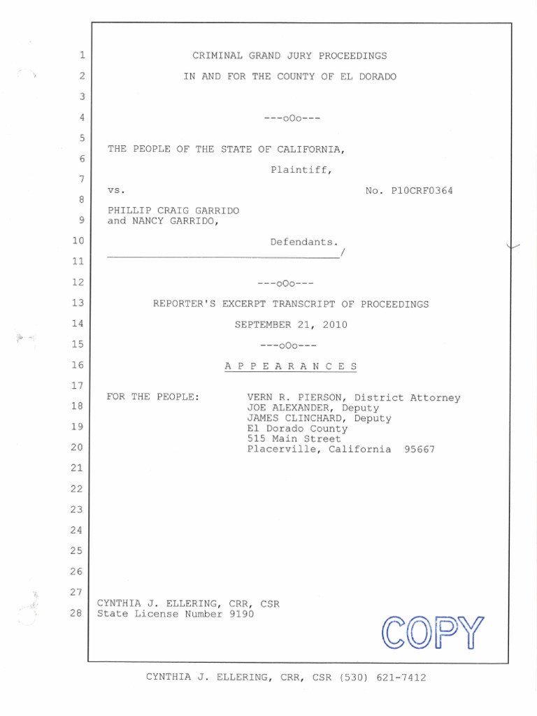 Jaycee Dugard's Grand Jury Testimony Transcript | Legal Procedure ...