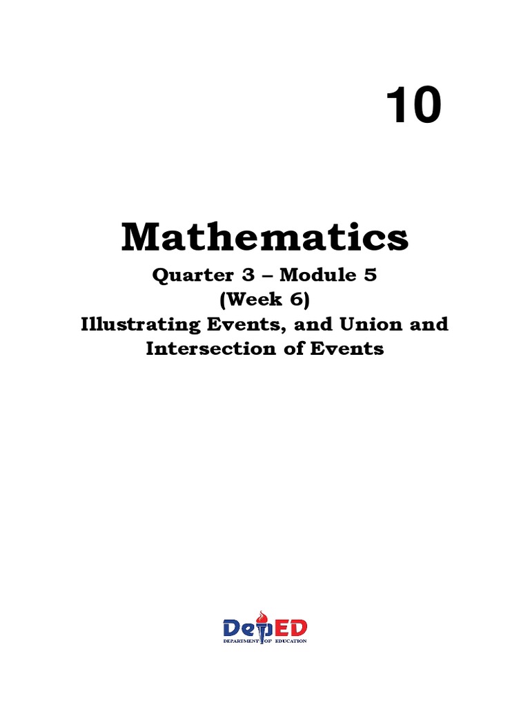 Math 10 q3 Week 6 Module 5 Illustrates Events and Union and ...