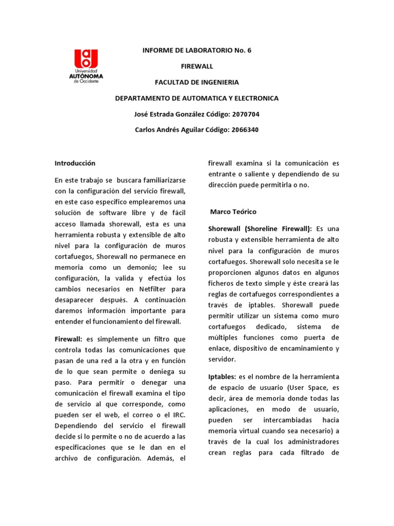 Practica Firewall | PDF | Cortafuegos (informática) | Tecnología digital