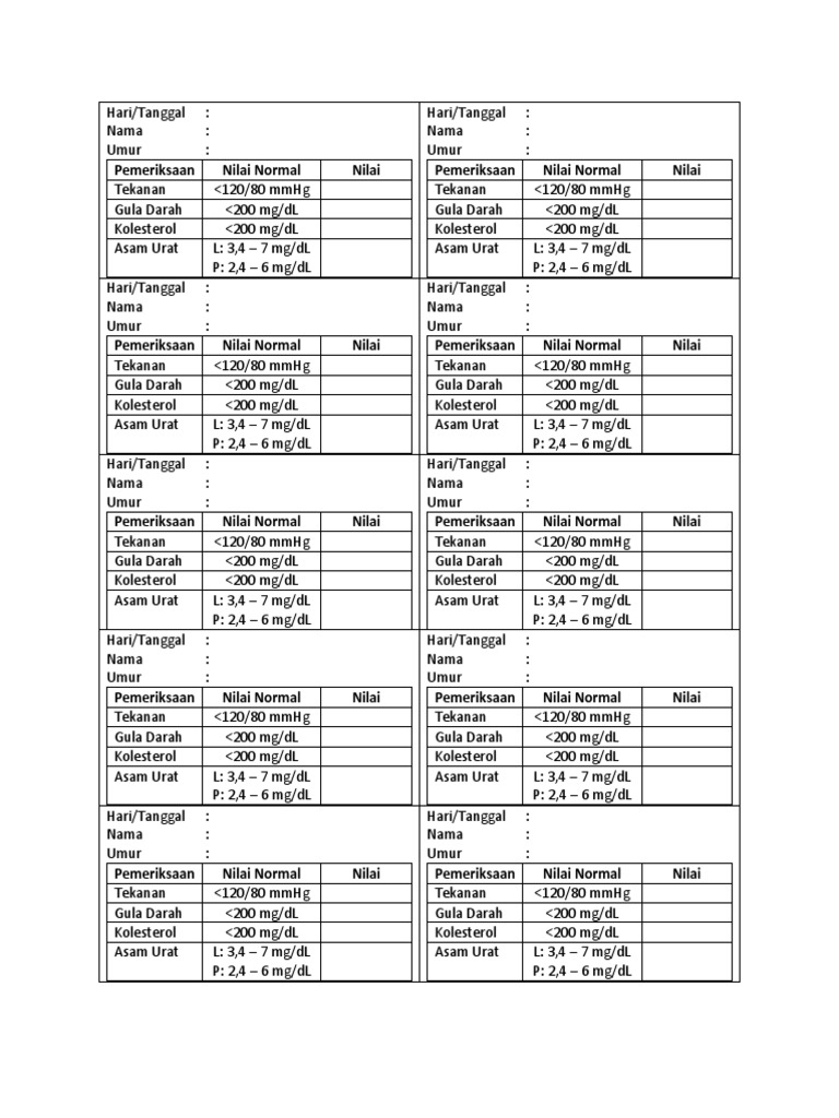 Form Cek Kesehatan | PDF