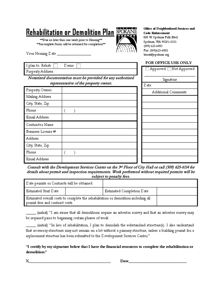 Rehabilitation or Demolition Plan | PDF
