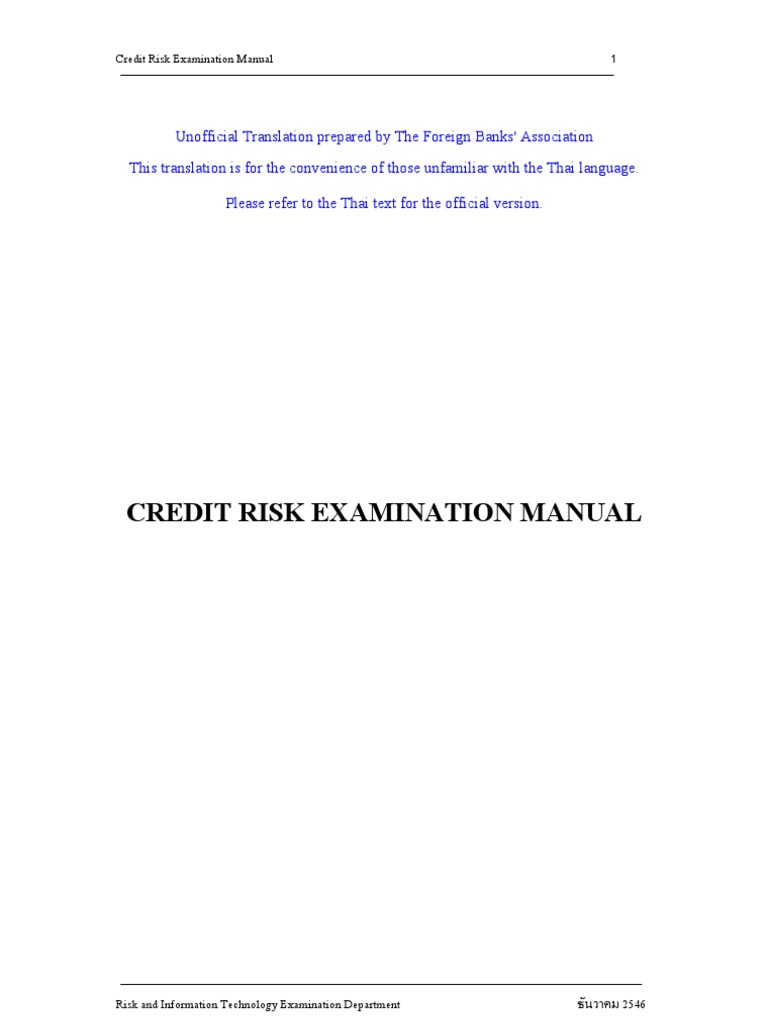 RiskManagementExaminationManaul 03 Credit Risk (PDF Library) | PDF ...
