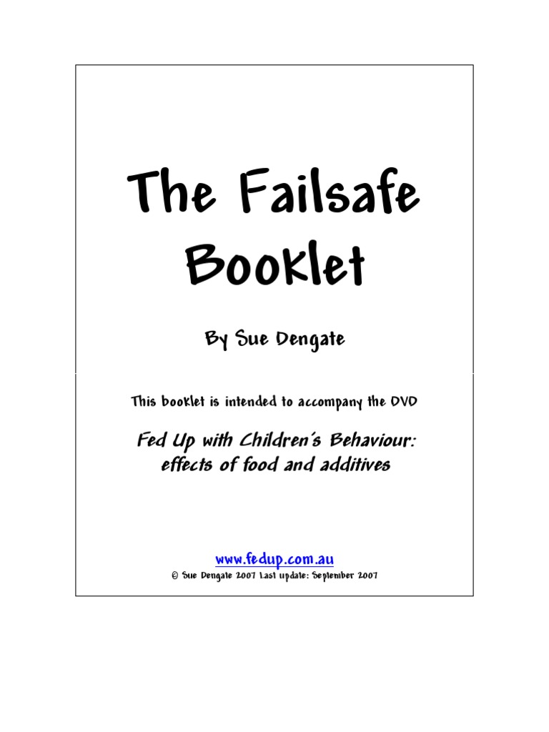 The Failsafe Booklet: by Sue Dengate | PDF | Ice Cream | Sausage