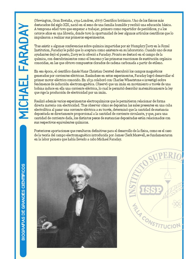 Biografía de Michael Faraday | PDF | Cantidades fisicas | Fuerza