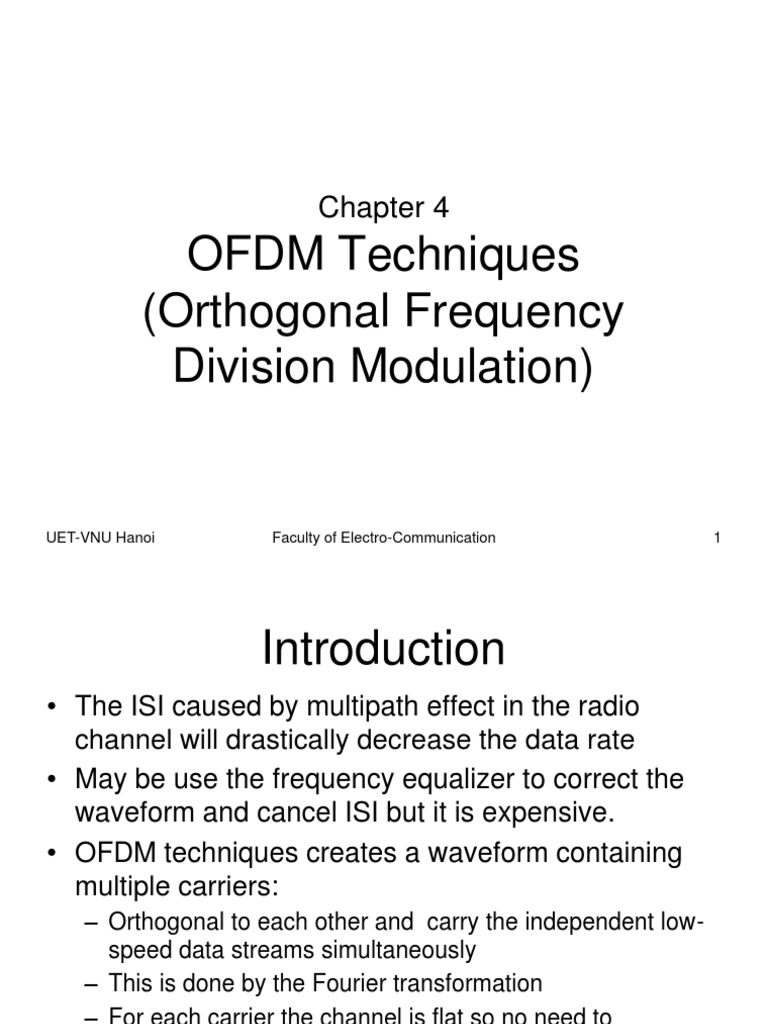 OFDM Techniques (Orthogonal Frequency Division Modulation) : UET-VNU ...
