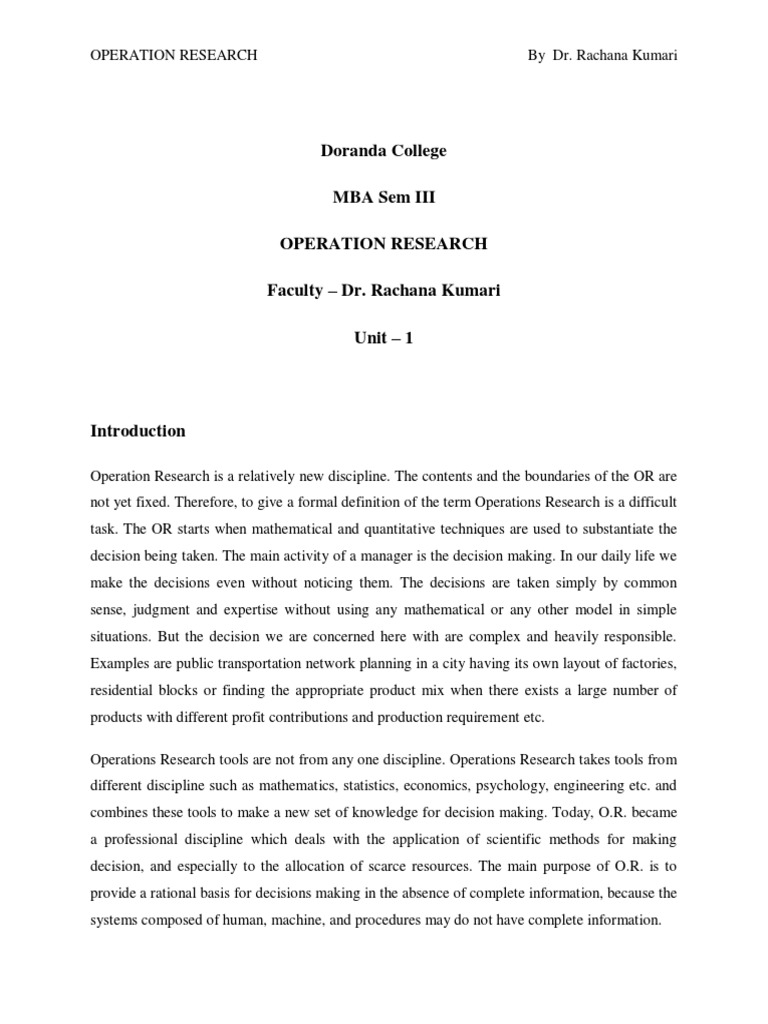 Introduction to Operations Research | PDF | Conceptual Model ...
