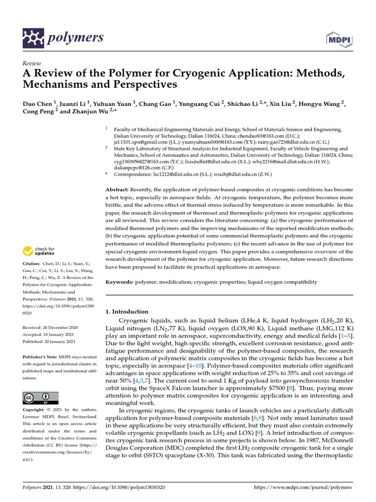 Polymers: A Review of The Polymer For Cryogenic Application: Methods ...