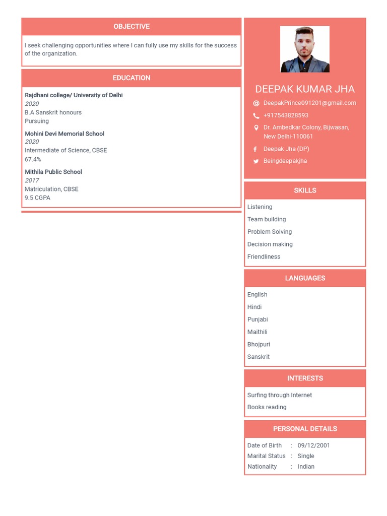 Deepak Kumar Jha: Objective | PDF | Linguistics | Indo Aryan Peoples