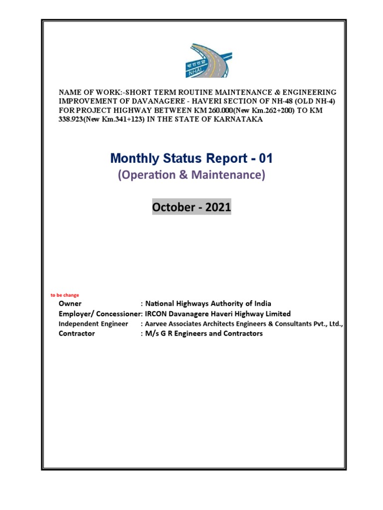 MONTHLY PROGRESS REPORT | PDF | Road | Road Surface