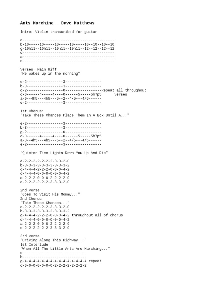 Ants Marching - Dave Matthews | PDF