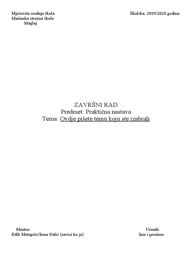 Primjer-rada-za-Završni-ispit | PDF