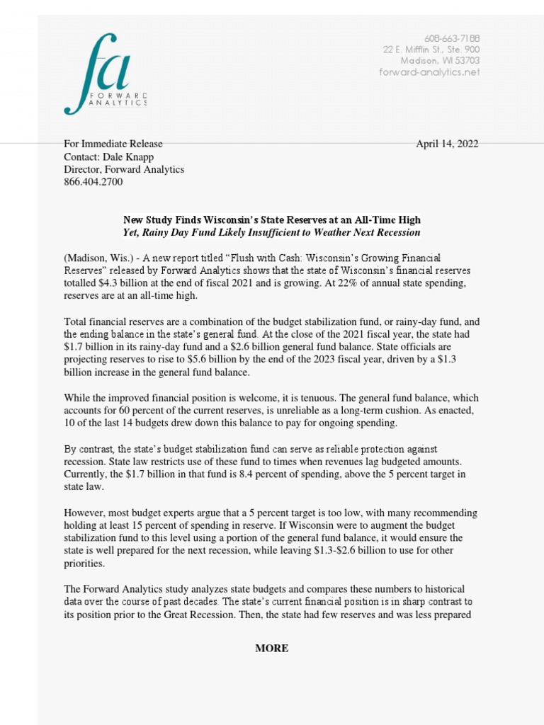 EMBARGOED - Press Release - Flush With Cash | PDF | Fund Accounting ...