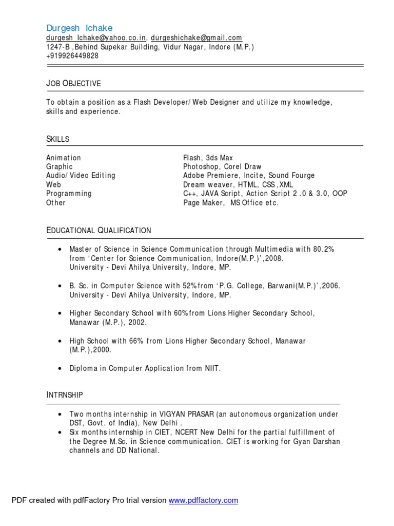 Durgesh CV | PDF | Adobe Flash | World Wide Web