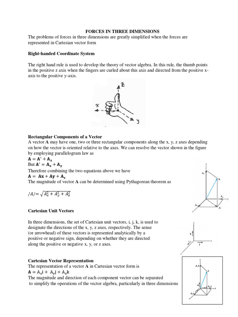 Forces In 3d Pdf Euclidean Vector Cartesian Coordinate System