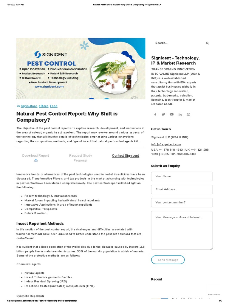 Natural Pest Control Report - Why Shift Is Compulsory - Signicent LLP ...