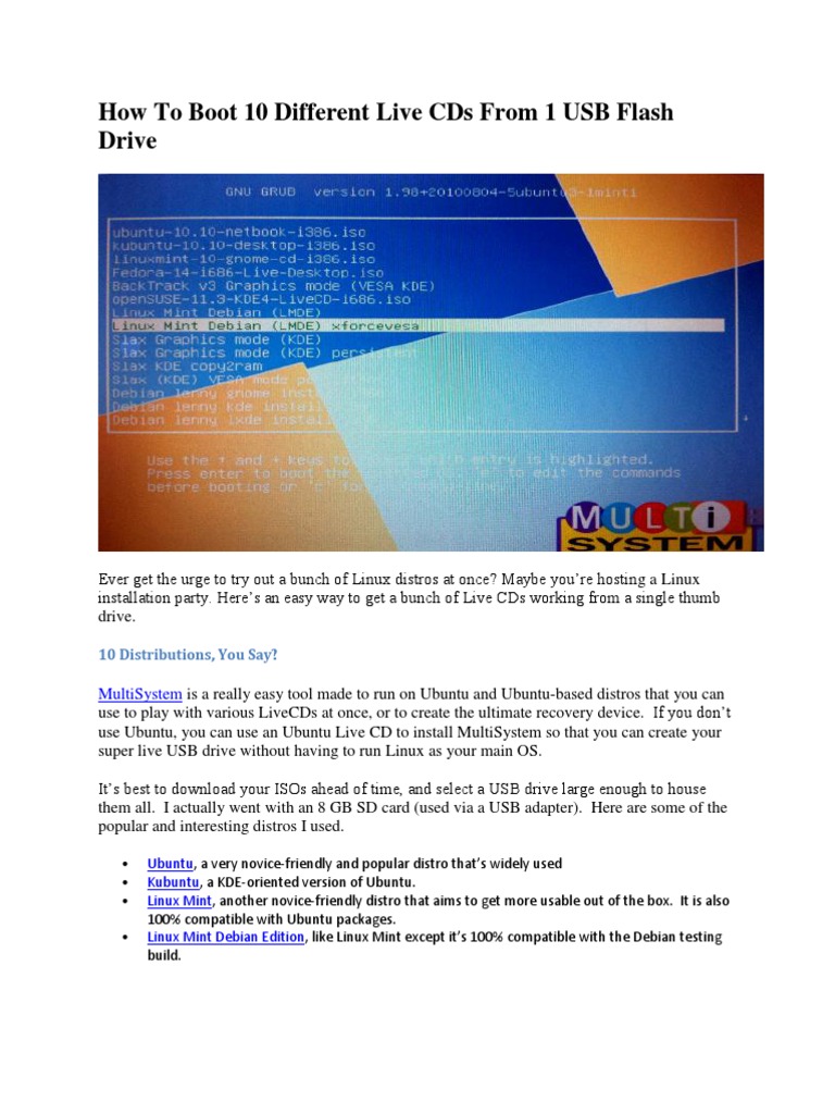 How To Boot 10 Different Live CDs From 1 USB Flash Drive | PDF | Linux ...