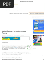 Method Statement For Footing Concrete Pouring | PDF | Concrete | Deep ...