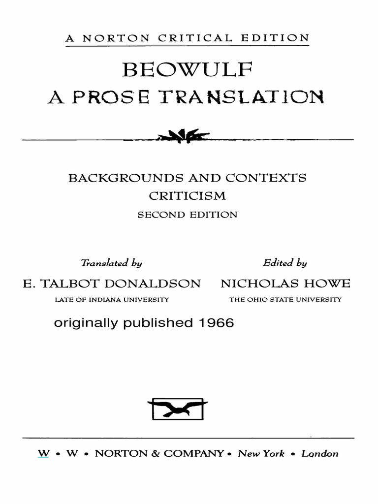 Beowulf A Prose Translation: Originally Published 1966 | PDF | Beowulf ...