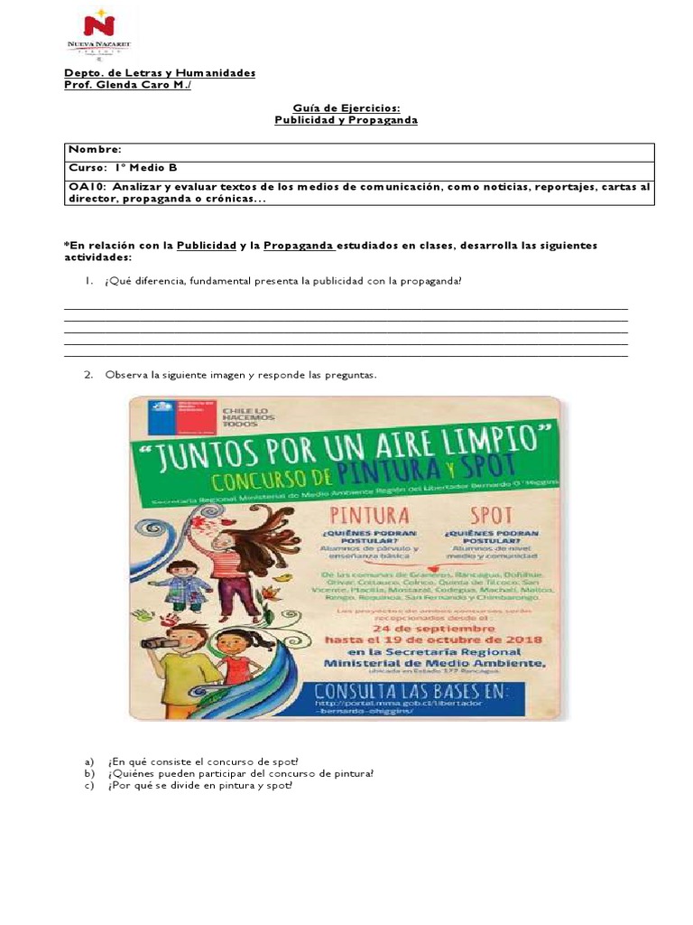 Guía Actividades Publicidad y Propaganda 1MB | PDF | Publicidad ...