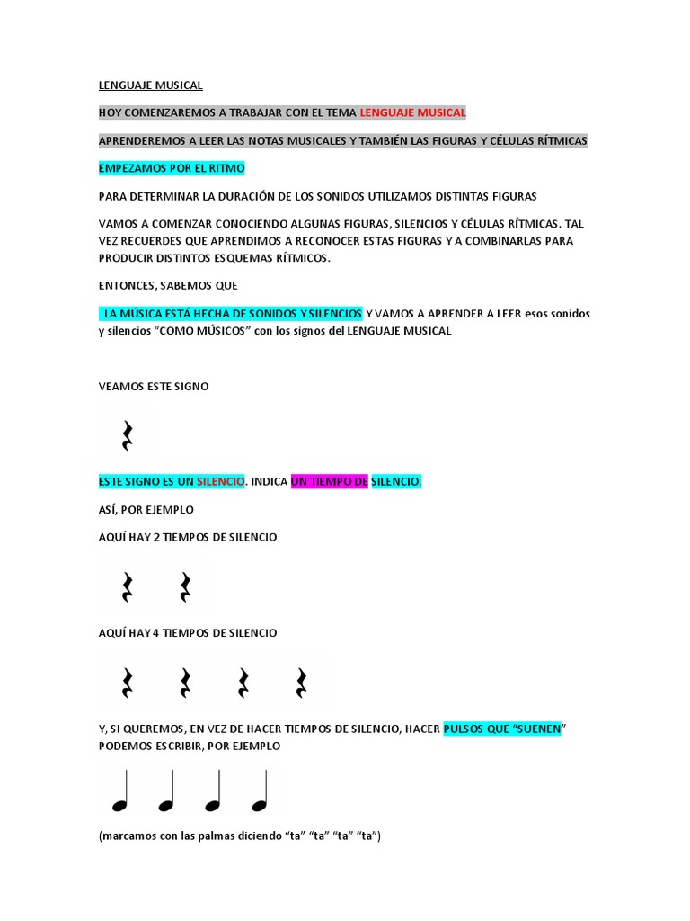 Actividad Introductoria para La Lectura de Células Rítmicas | PDF ...