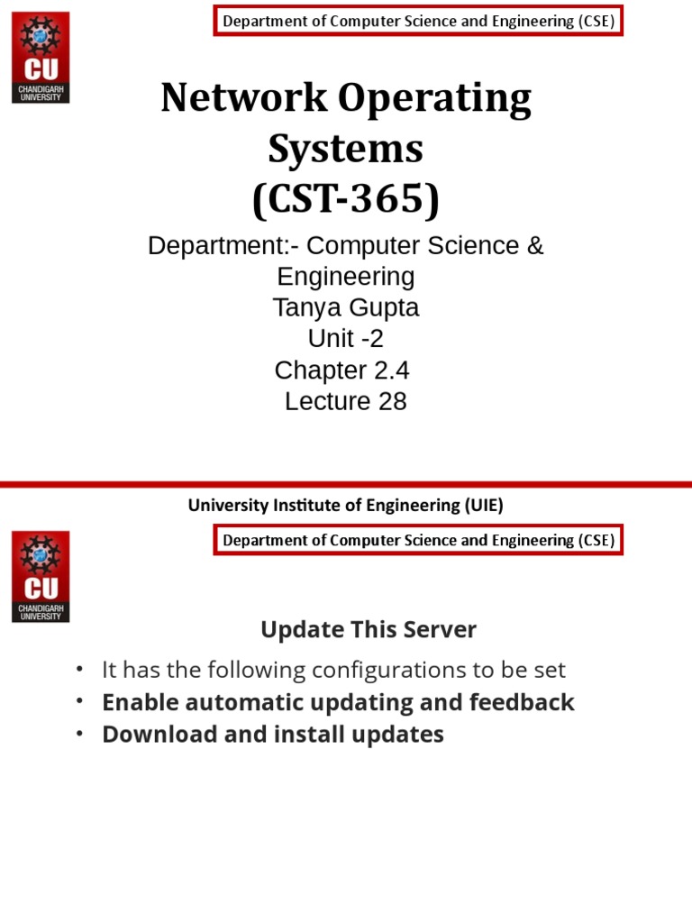 Network Operating Systems (CST-365) : Department:-Computer Science & Engineering Tanya Gupta ...