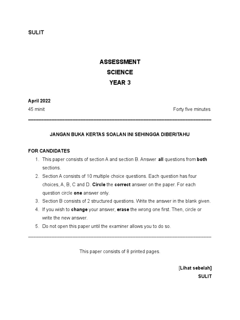 Science Year 3 Chapter 3 Assessment | PDF | Tooth | Oral Hygiene