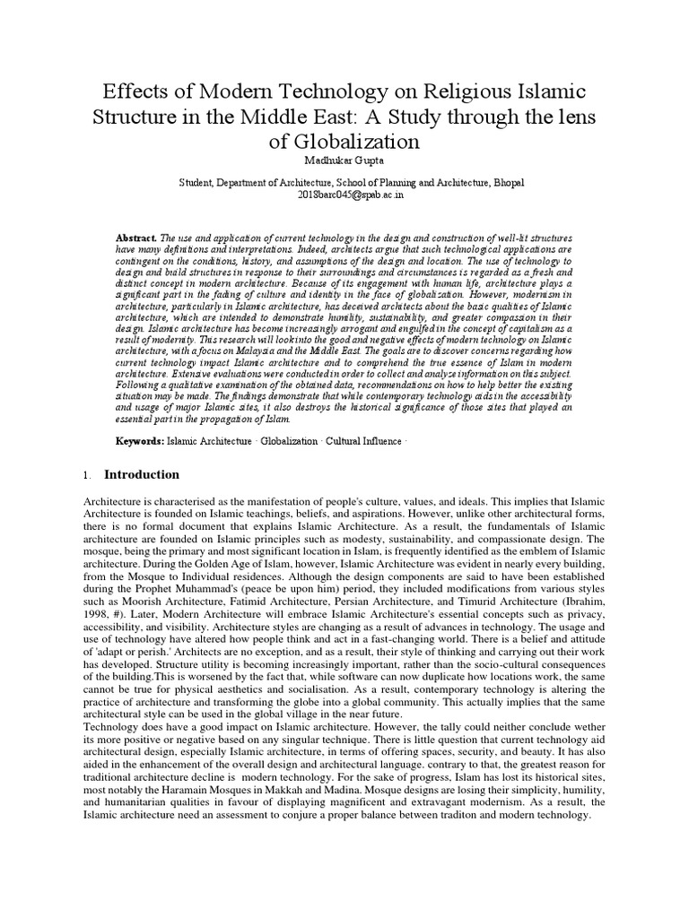 Effects of Modern Technology On Religious Islamic Structure in The ...