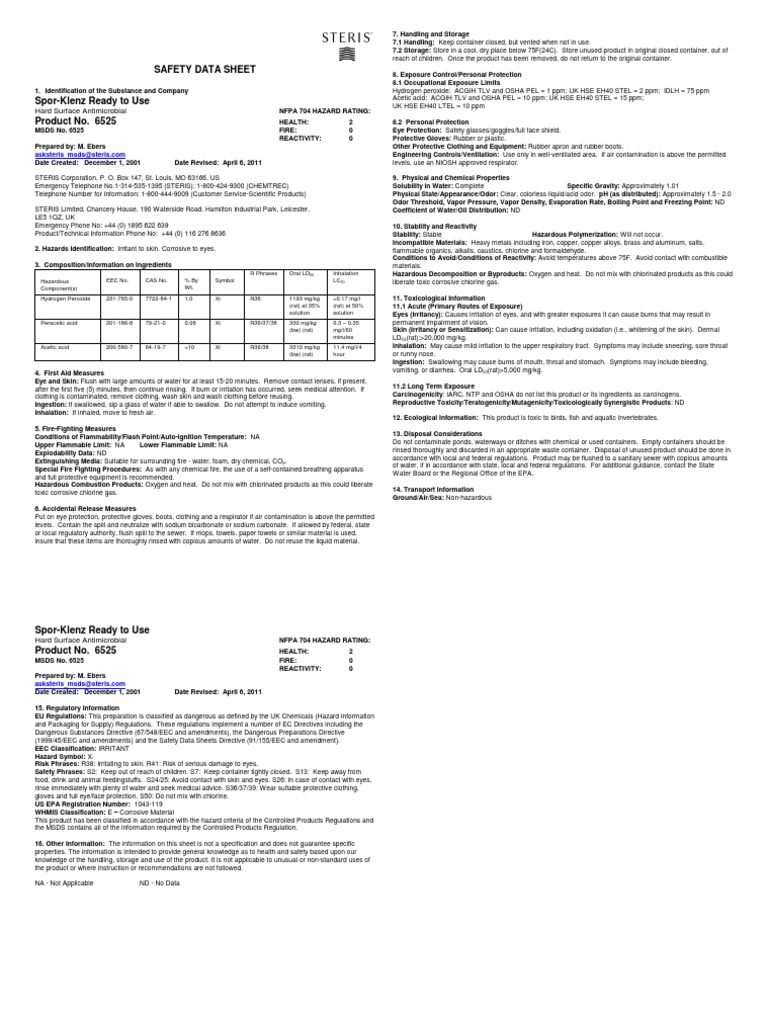Safety Data Sheet: Hard Surface Antimicrobial | PDF | Magnesium ...