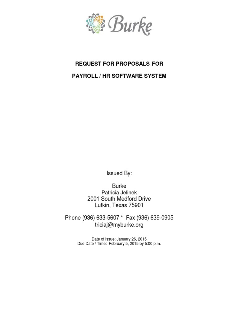 Request For Proposals For Payroll / HR Software System | PDF | Payroll ...