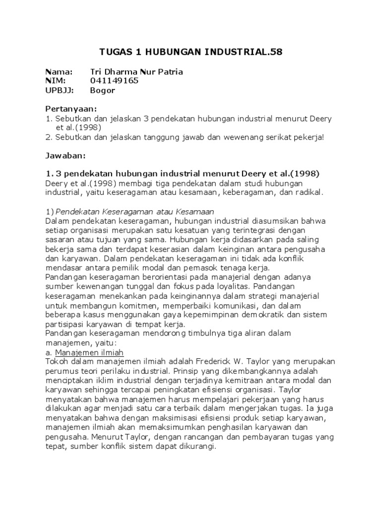 HI Tugas 1 | PDF | Karier & Perkembangan | Bisnis