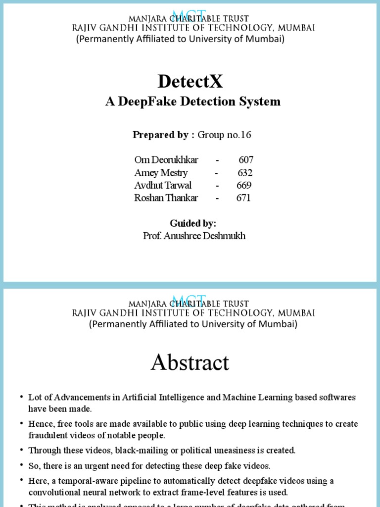 Detectx: A Deepfake Detection System | PDF | Deep Learning | Computer Vision
