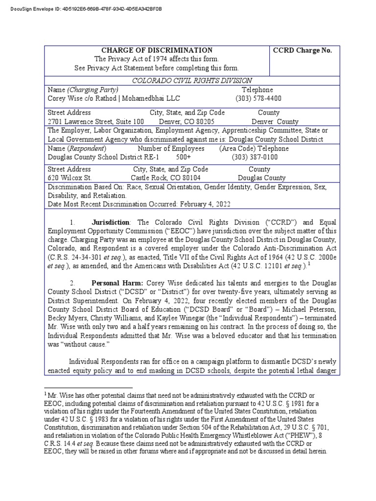 Corey Wise EEOC and Colorado Civil Rights Division Discrimination ...