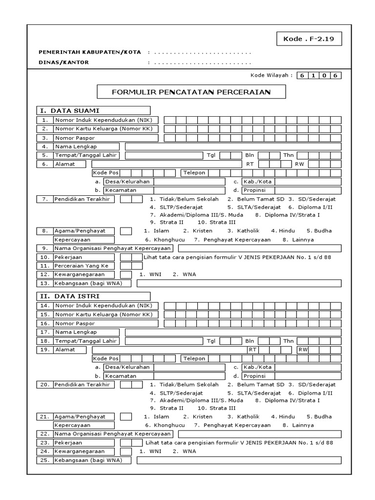 FORM PERCERAIAN | PDF