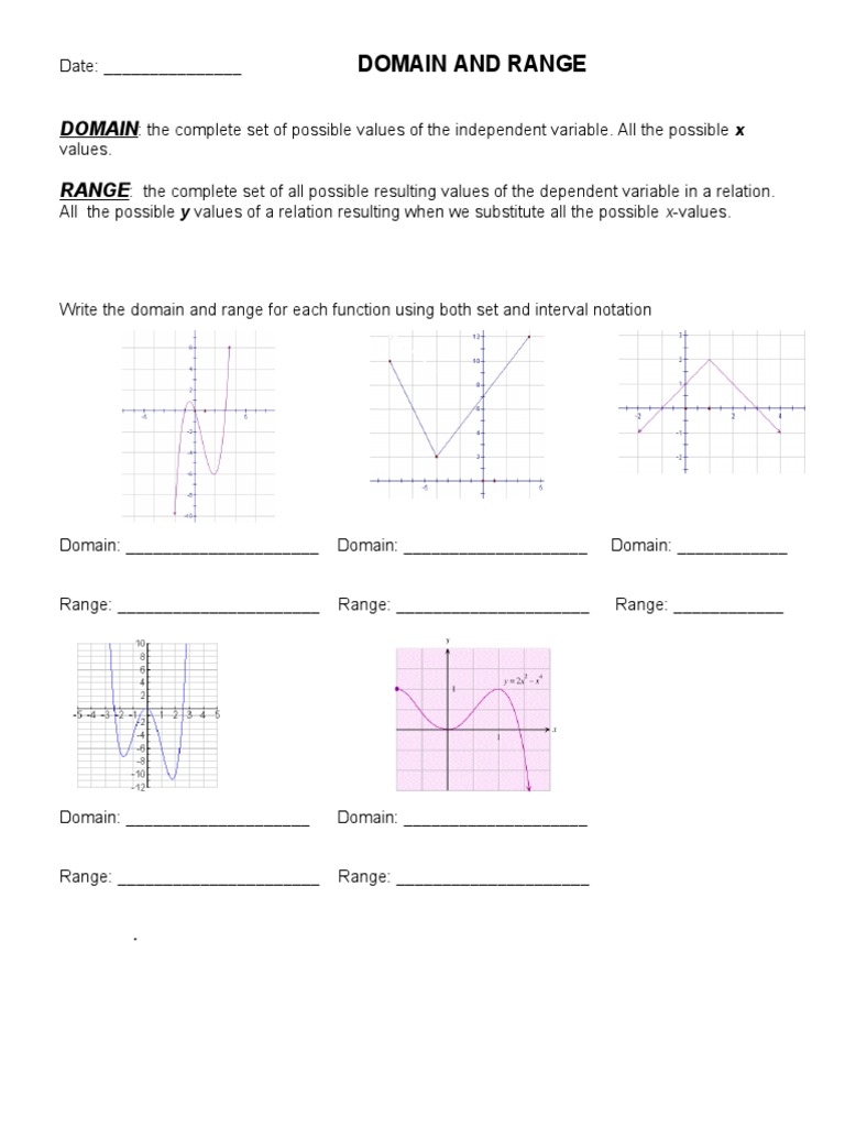 Defining Domains And Ranges Of Functions Pdf Function Mathematics Mathematics