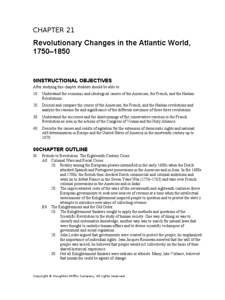 Revolutionary Changes in The Atlantic World, 1750-1850: 0instructional ...