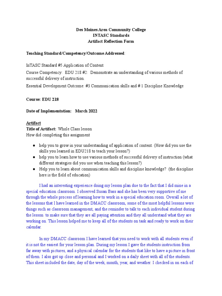 Dmacc Intasc Standard 5 | PDF | Lesson Plan | Special Education