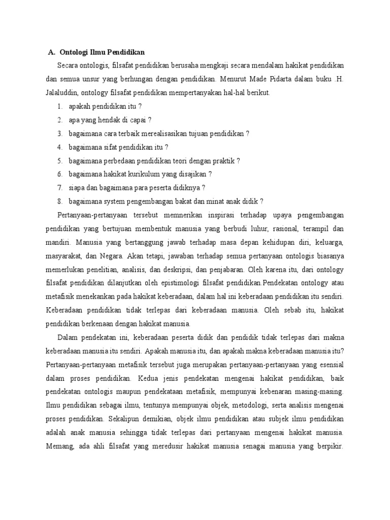 Ontologi Ilmu Pendidikan | PDF