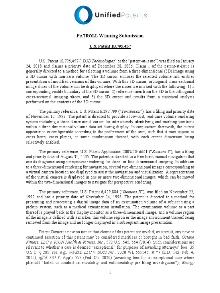 Unified Patents D3d Technologies US10795457 | PDF | Rendering (Computer Graphics) | Stereoscopy