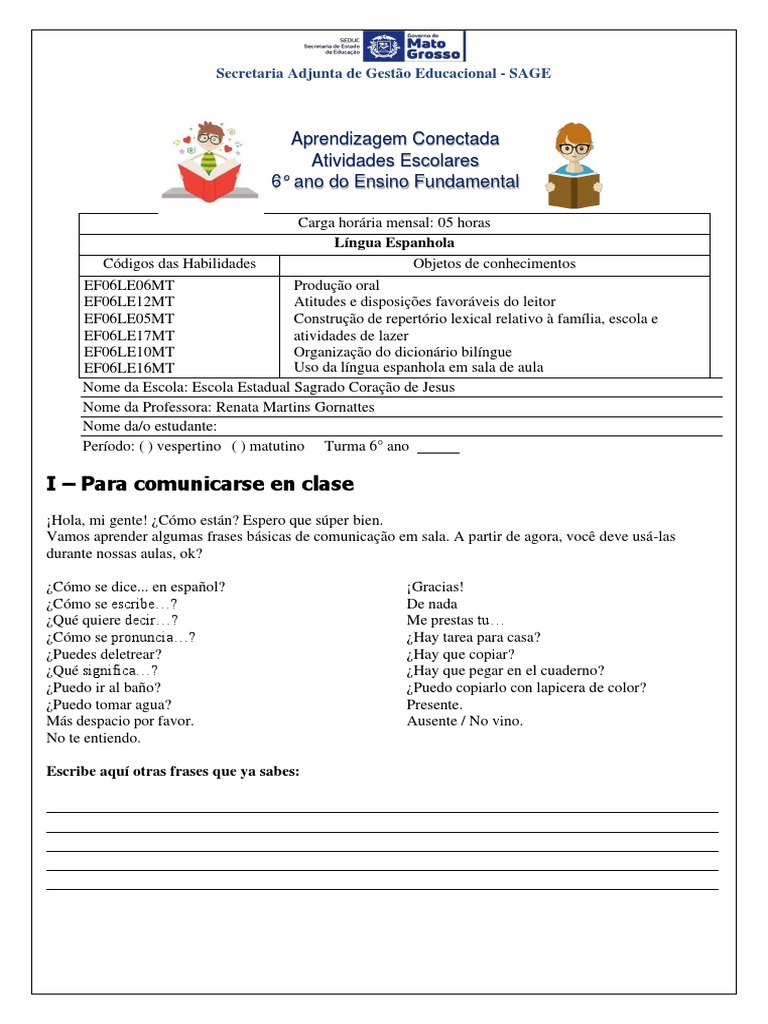 Actividades de Español para 6° Grado | PDF