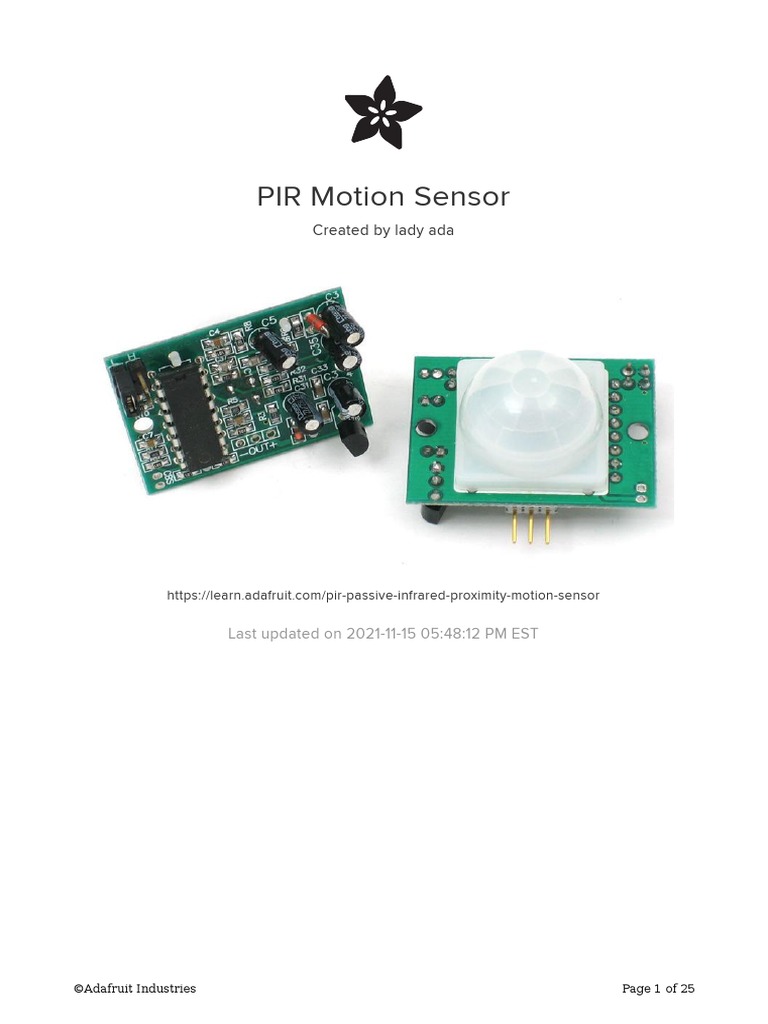 PIR Motion Sensor: Created by Lady Ada | PDF | Infrared | Sensor