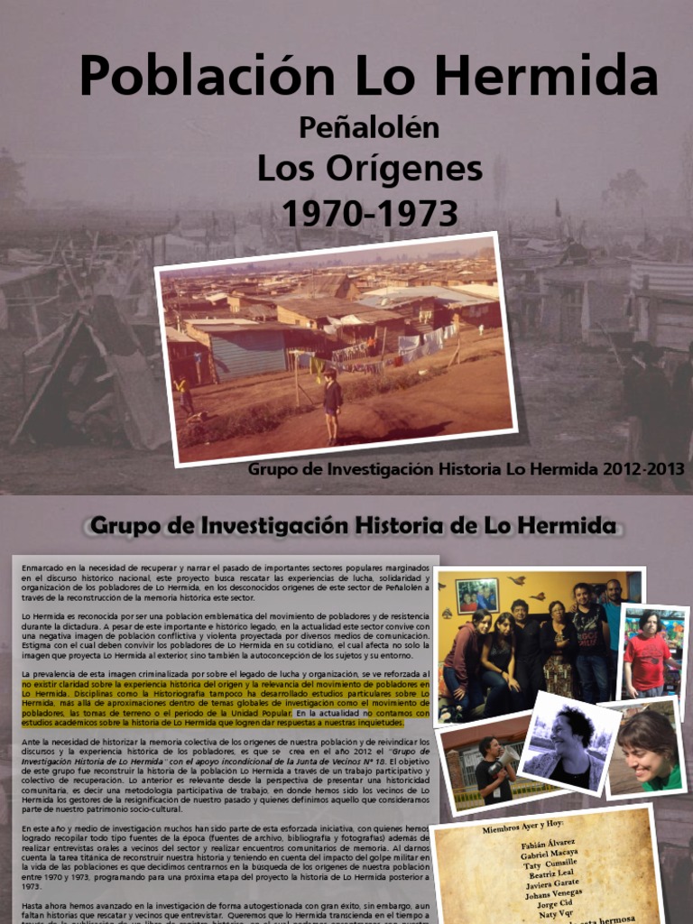 Historia de Lo Hermida 1970-1973 | PDF