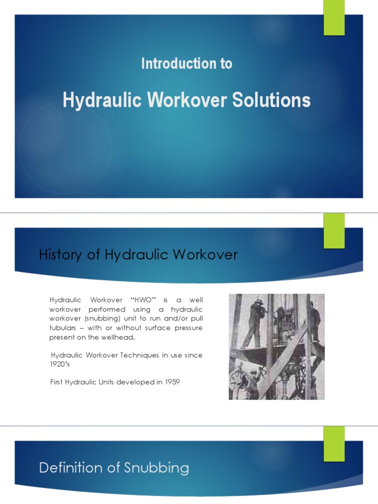 Introduction To: Hydraulic Workover Solutions | PDF | Pipe (Fluid ...
