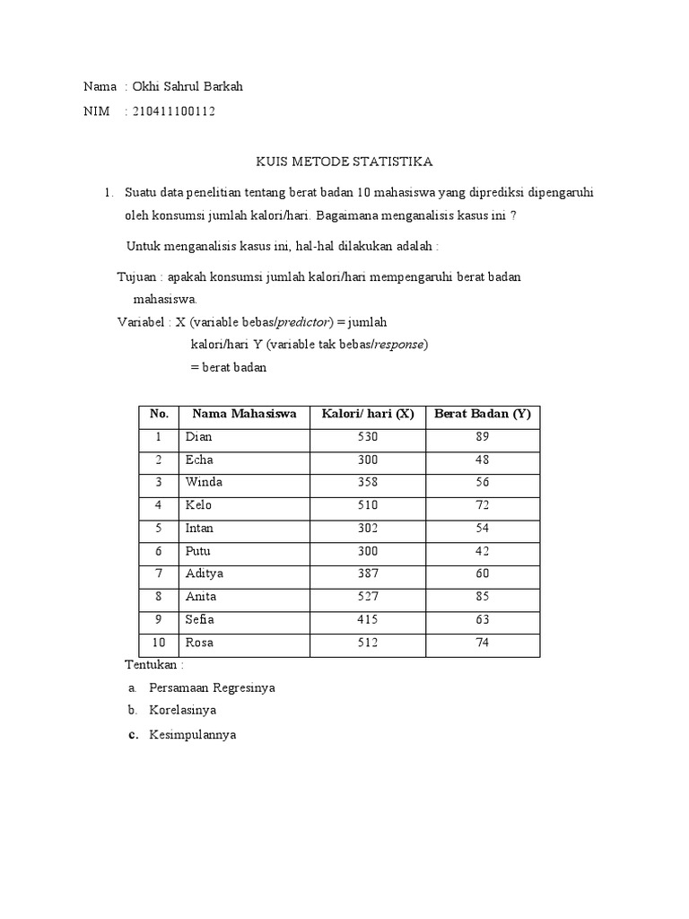Kuis Metode Statistika 1 | PDF